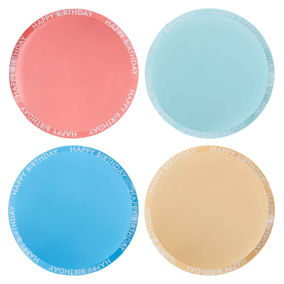 Happy Birthday Rim Mixed Colours Paper Plates Partyware – Balloon ...